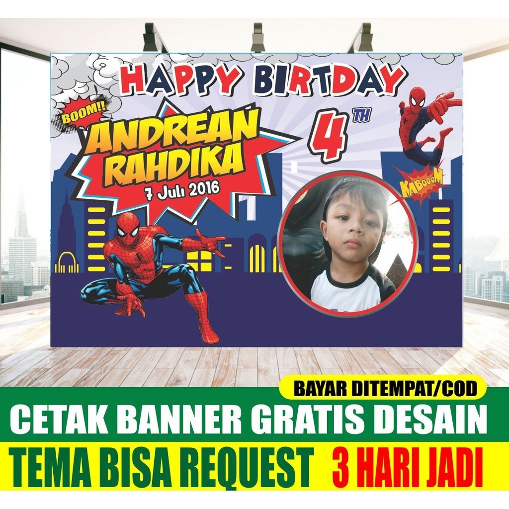Jual Banner / Backdrop ultah Anak Tema spidermaan - Dekorasi Ulang ...