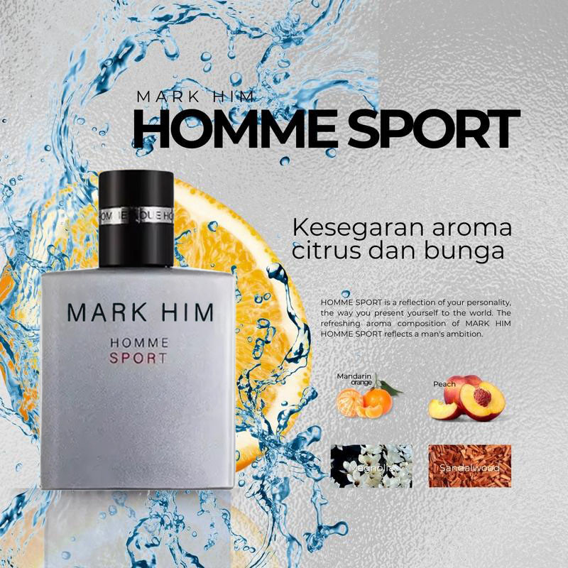 Jual 30ML EDP Parfume Pria Mark Him Charming Sport Homme Tahan Lama Wangi Elegance | Shopee ...