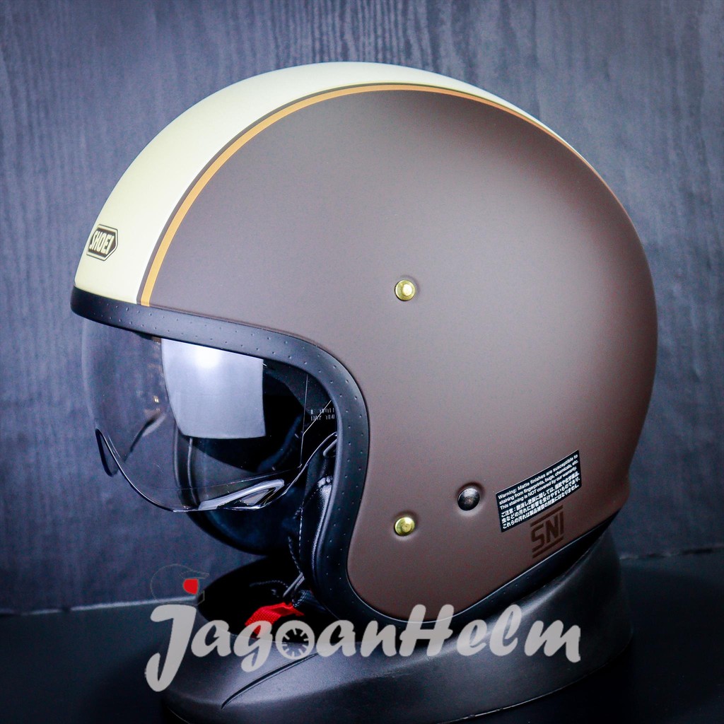 Jual SHOEI HELM JO CARBURETTOR TC10 | BROWN WHITE | J-O RETRO CLASSIC | Shopee Indonesia