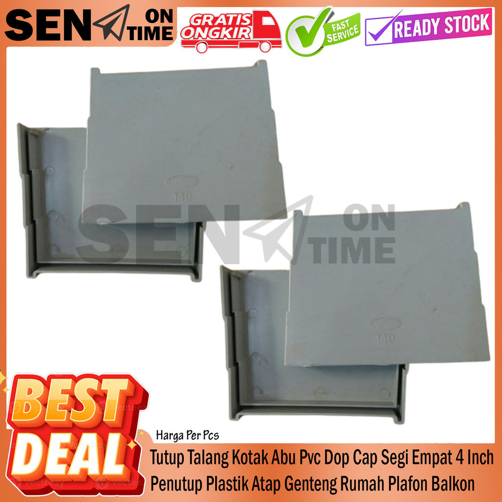 Jual Tutup Talang Kotak Abu Pvc Dop Cap Segi Empat 4 Inch Penutup ...