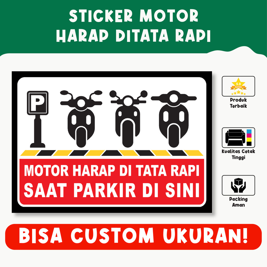 Jual Sticker Motor Harap Ditata Rapi – Pengingat Parkir Tertib, Vinyl ...