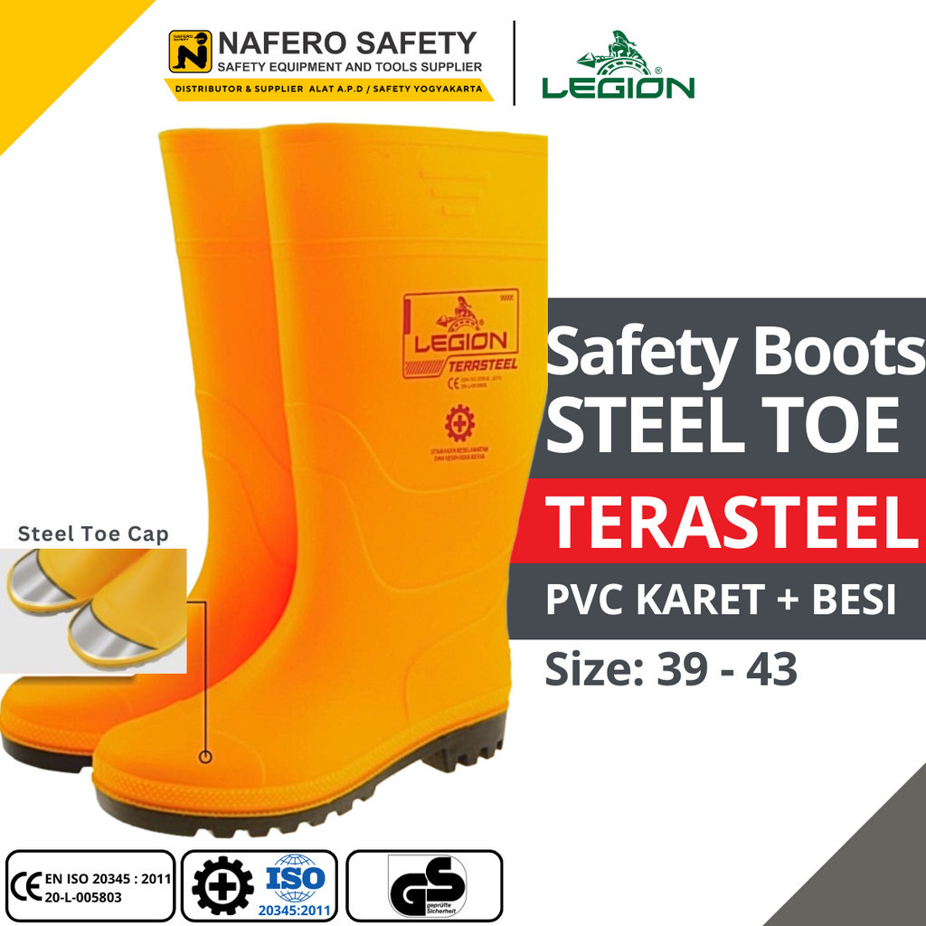 Jual Sepatu Boot Safety Proyek PVC Rubber Karet LEGION TERASTEEL Ujung ...