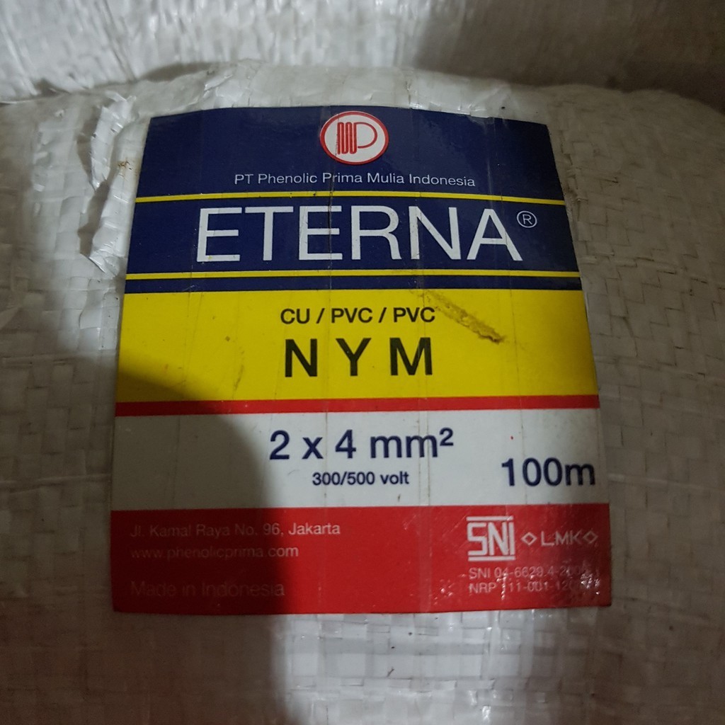 Jual Eterna Kabel Listrik Kawat Tunggal Putih NYM 2 x 4 / 2x4 mm 100m | Shopee Indonesia