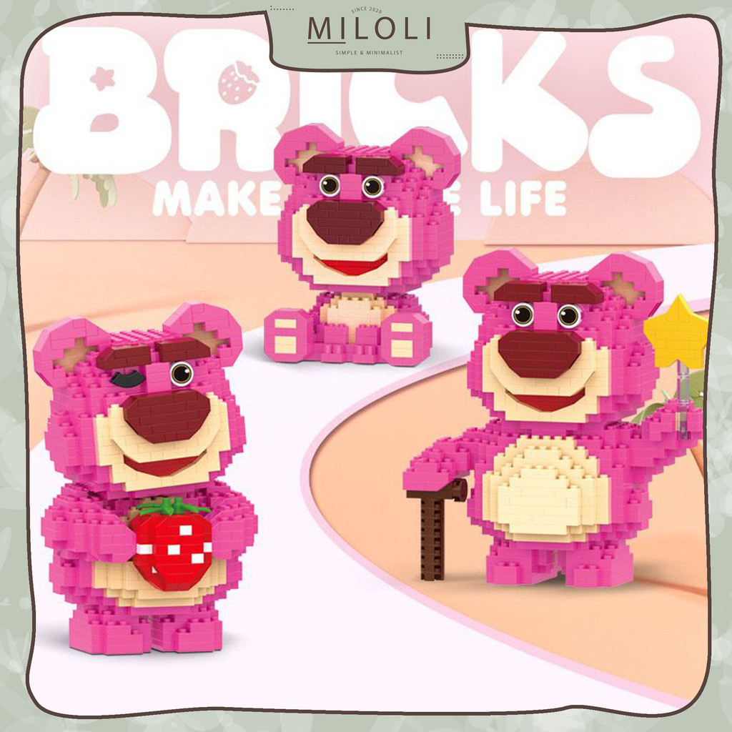 Jual [MILOLI] 1Box Bricks Balok Susun MODEL LOTSO STRAWBERRY BEAR Style ...
