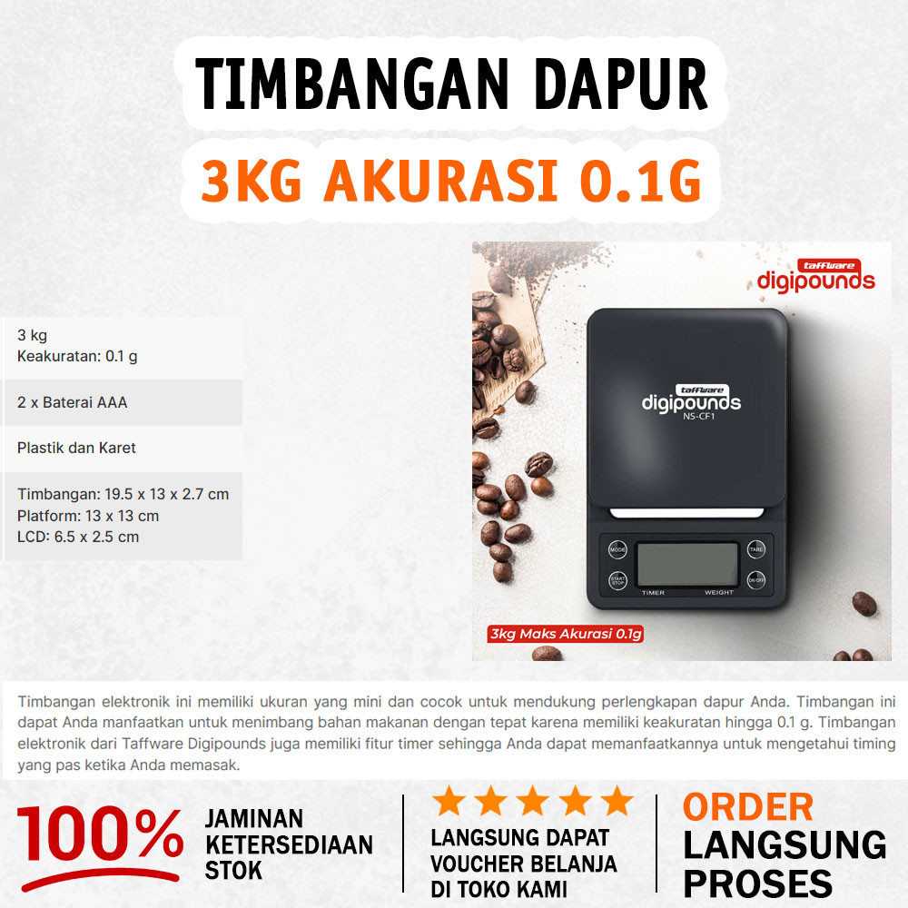 Jual Timbangan Dapur 3kg 0.1g dengan Timer - Black | Shopee Indonesia