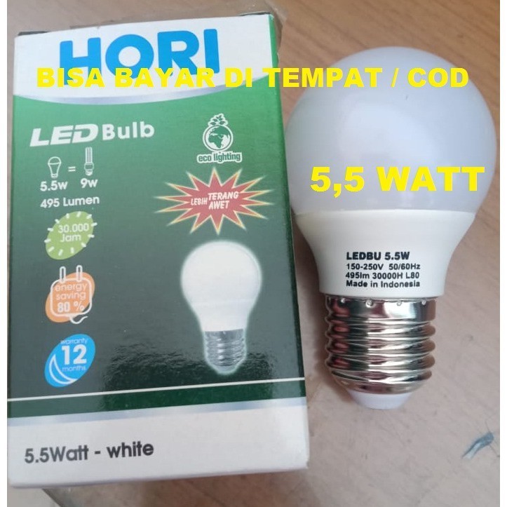 Jual LAMPU LED HORI BULB 5,5 WATT Hemat Listrik Lampu Bohlam | Shopee Indonesia