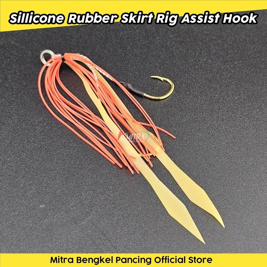Jual Silicone Rubber Skirt Rig Assist Hook madai inchiku tai rubber slow jigging | Shopee Indonesia