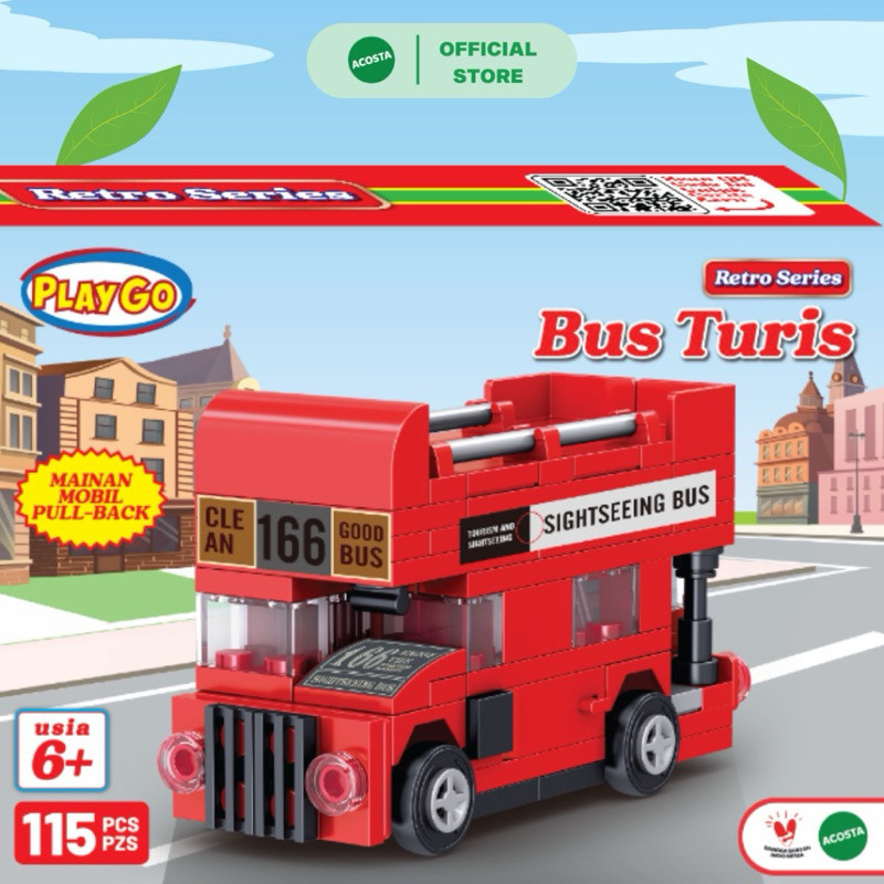 Jual Retro Series Playgo Mainan Mobil Klasik Mainan Rakitan Susun Balok ...