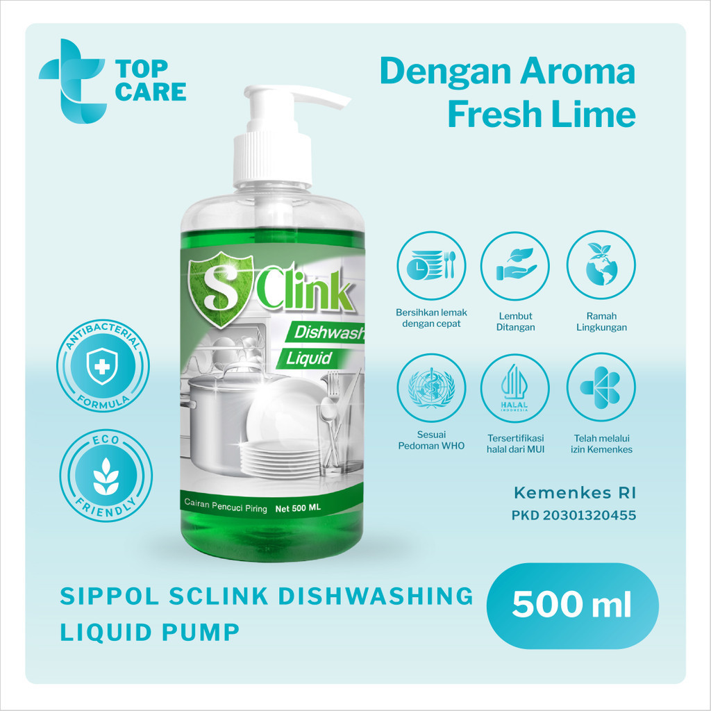 Jual Sippol Sclink Dishwashing Liquid Pump 500 ml [Lime] / Sabun Cuci ...
