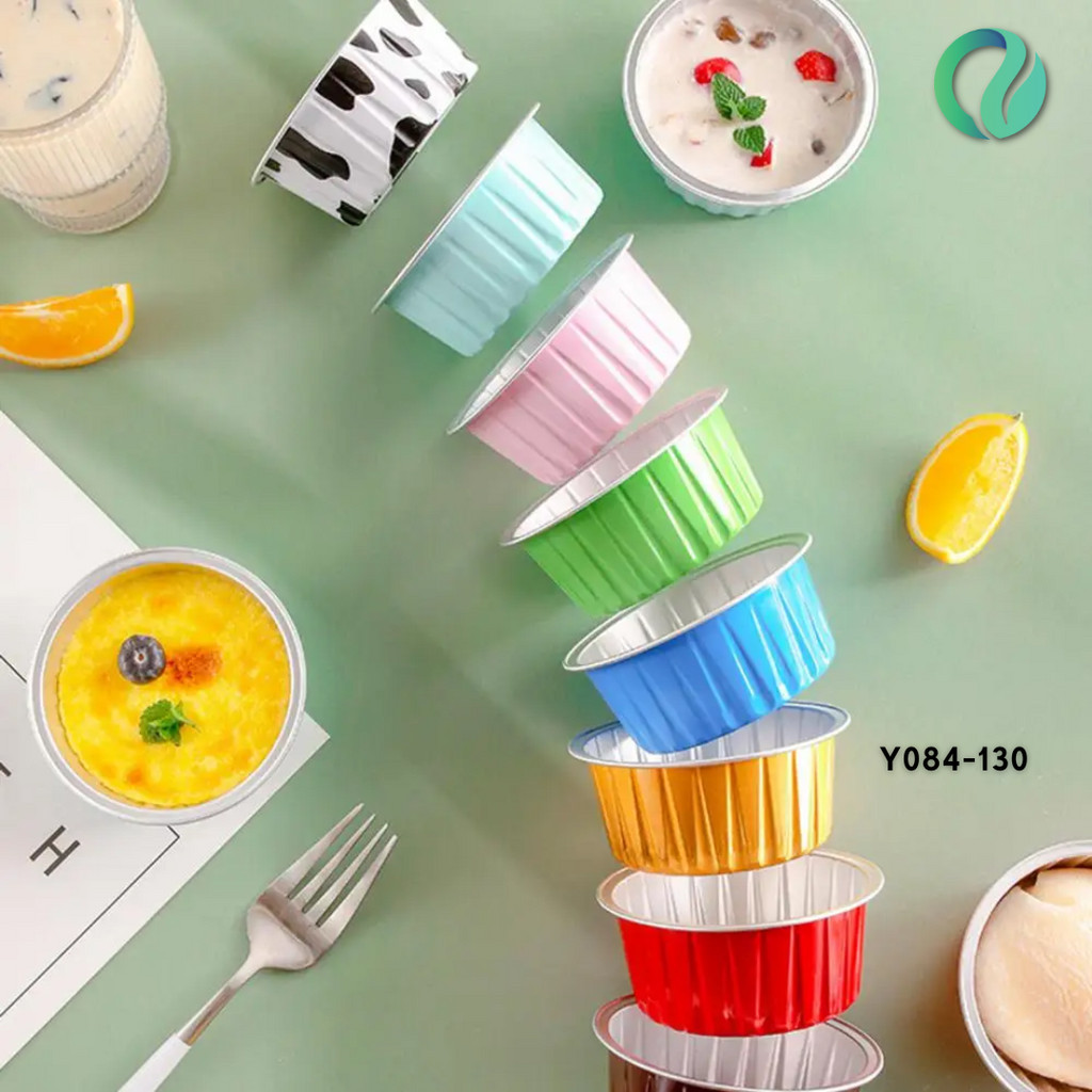 Jual (10 Set) Y084-130 Aluminium Foil Cup Tray Colors With Dome PET Lid ...