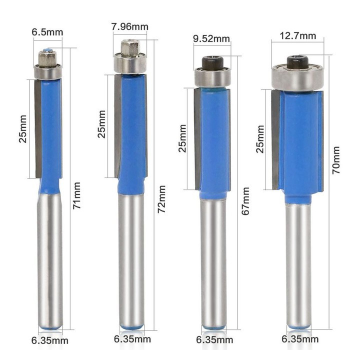 Jual Mata Profil Kayu Straight Bits Bearing 6 8 10 12mm Mata Router Bit ...