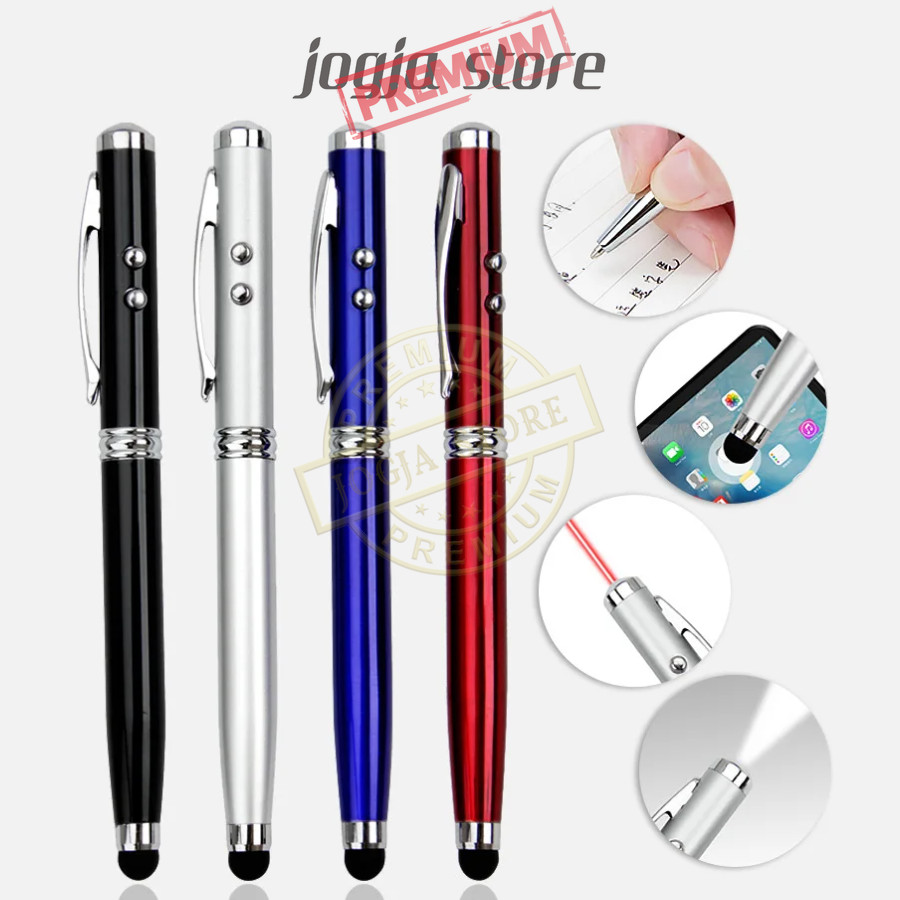 Jual Pena Stylus 4in1 Pulpen with Senter + Laser Pointer + Stylus Pen ...