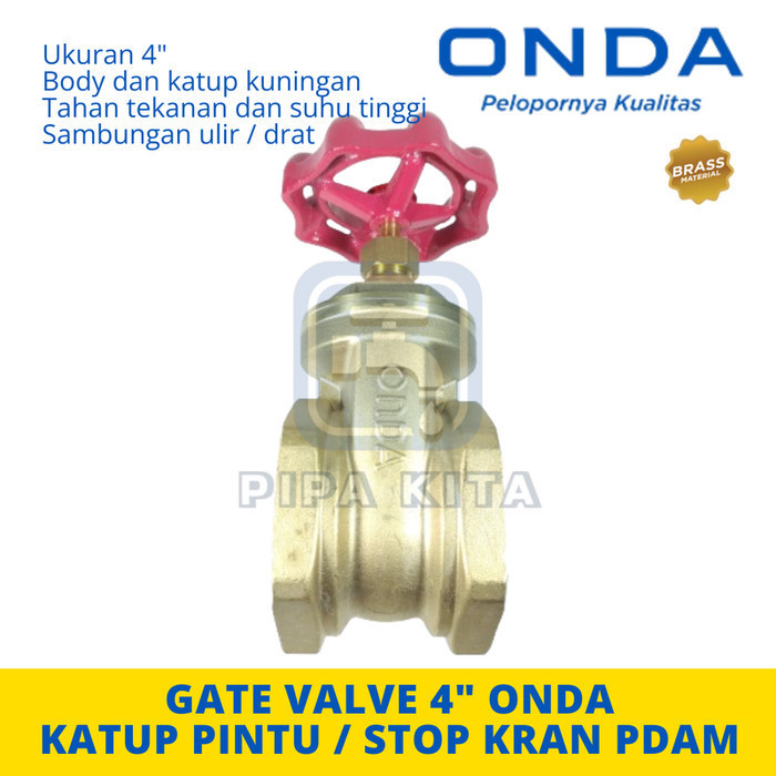 Jual Gate Valve 4 inch Kuningan ONDA Stop Kran Putar | Shopee Indonesia