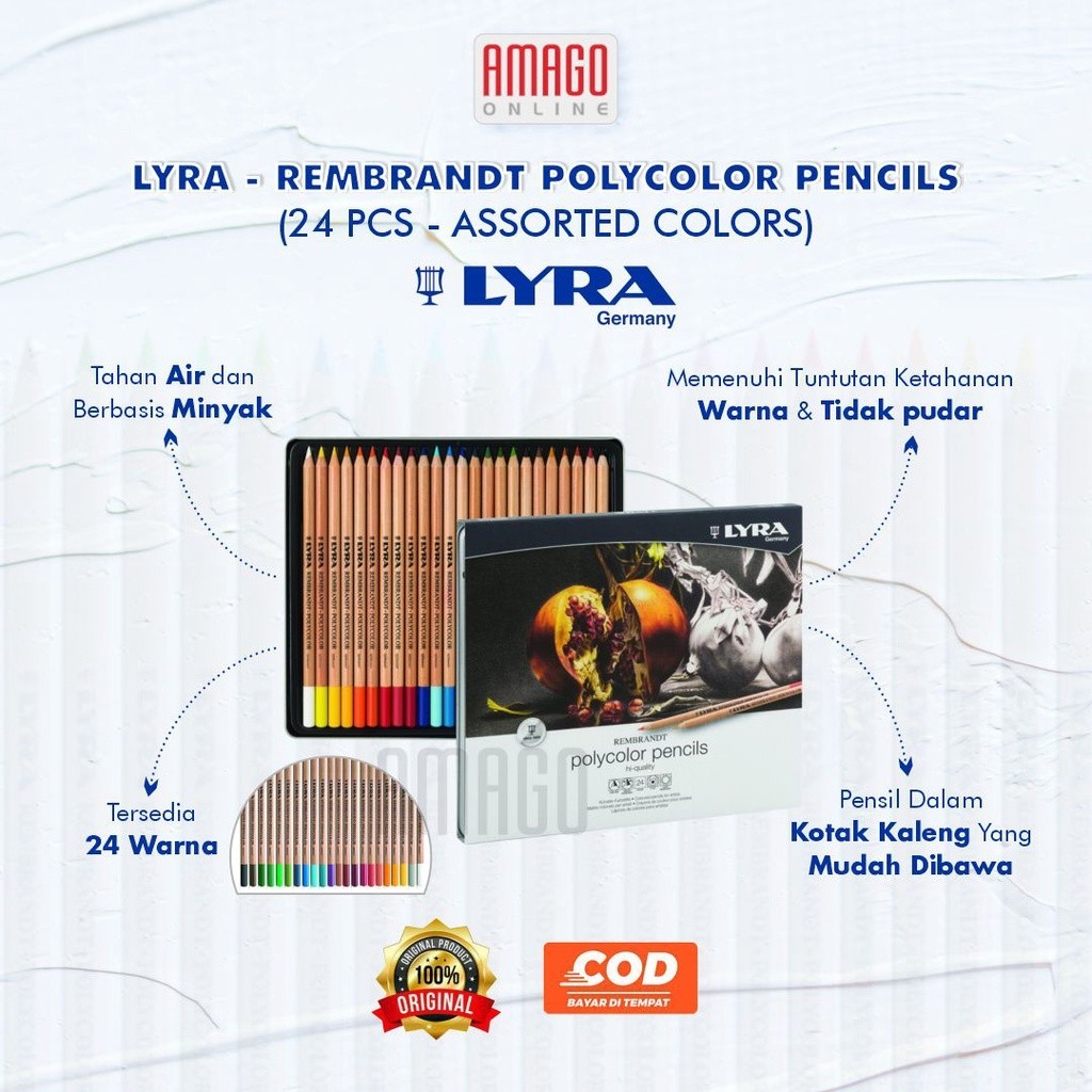 Jual LYRA Rembrandt Polycolor Pencils - Pensil Warna - 24 pcs - Assorted Colors - 2001240 ...