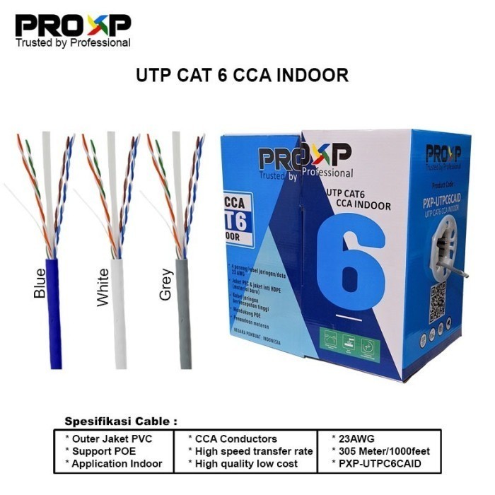 Jual Kabel LAN UTP Cat 6 PROXP ORIGINAL ECERAN METERAN | Shopee Indonesia