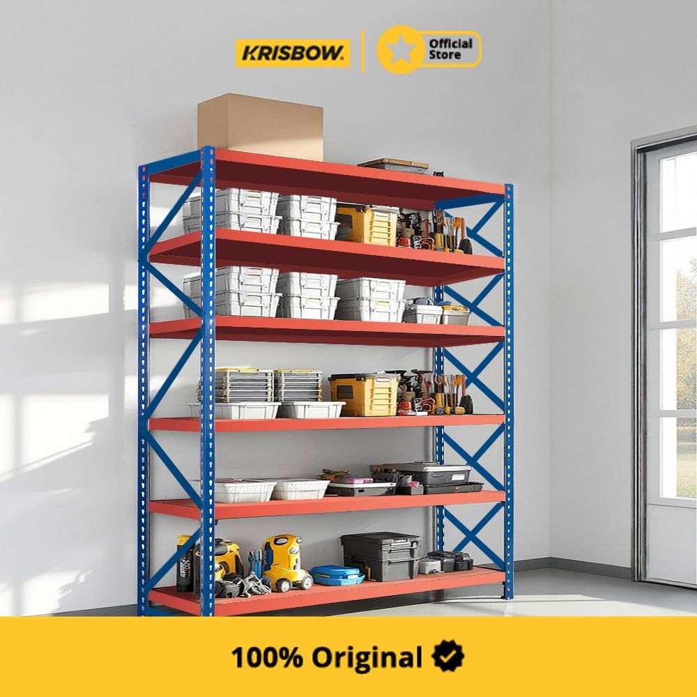 Jual Krisbow Shelving Steel Rak Besi 6 Rows Industrial - Oranye ...