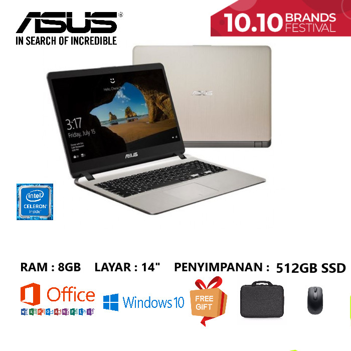 Jual Laptop Asus A407 Intel Celeron N4000 Ram 8gb/Ssd 512gb Free Gift ...