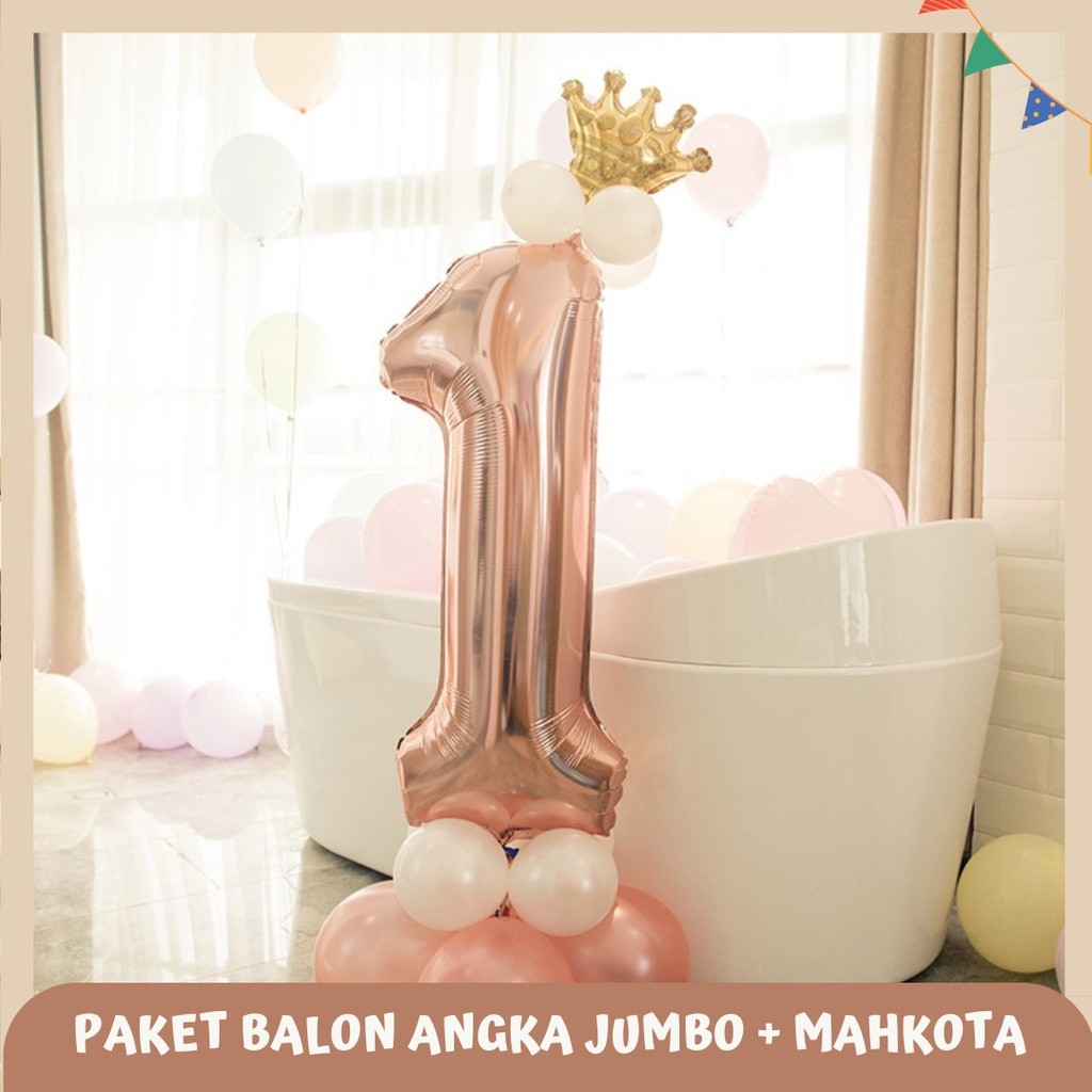 Jual Paket Balon Angka Jumbo Crown Mini/ Balon angka 100 cm | Shopee ...