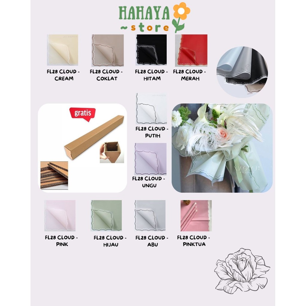 Jual HAHAYA - (5 LEMBAR) - FL28 CLOUD Kertas Bunga Paper Buket Motif ...