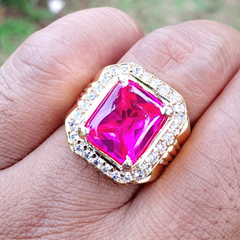 Jual CINCIN BATU MERAH SIAM ROSE TOP COLOR | Shopee Indonesia
