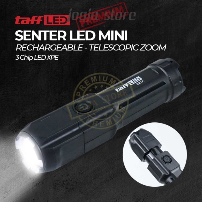 Jual Senter LED Mini Rechargable Senter TaffLED 622A Telescopic Zoom ...