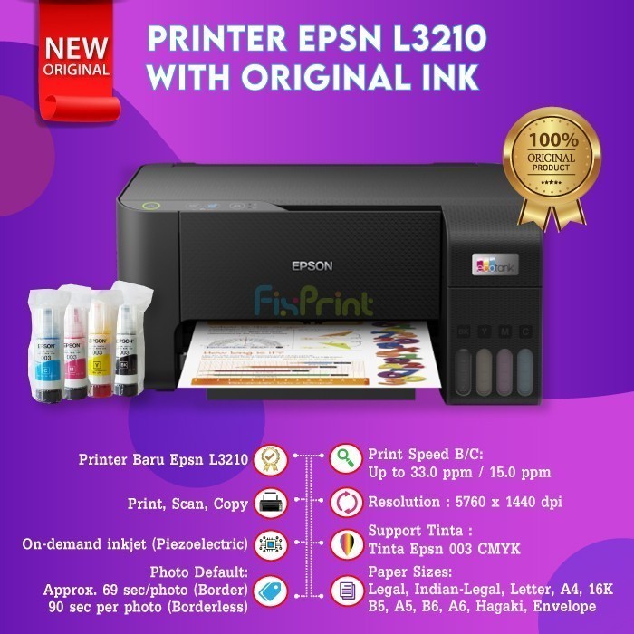 Jual Epsn EcoTank L3210 / L3216 A4 All-in-One Ink Tank Printer | Shopee Indonesia