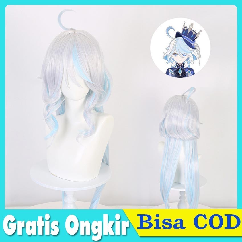 Jual Rambut Palsu Wig Cosplay Anime Game Genshin Impact Wig Furina Wig ...