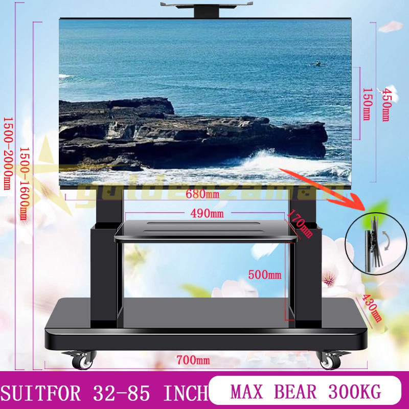 Jual 32-85 Inch Standing Bracket TV Roda Breket TV Berdiri Trolley with ...