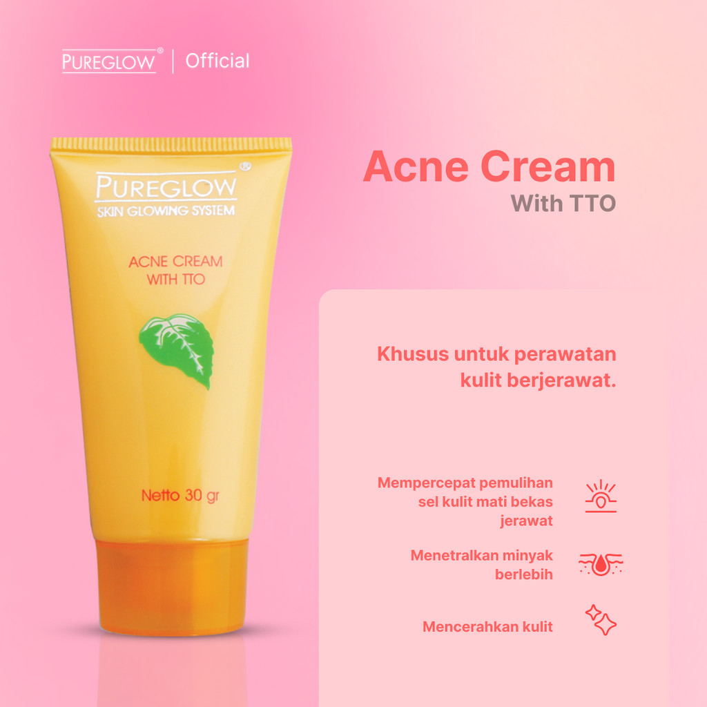 Jual [EXCLUSIVE] PUREGLOW SKIN ACNE CREAM WITH TTO / PUREGLOW KRIM ...