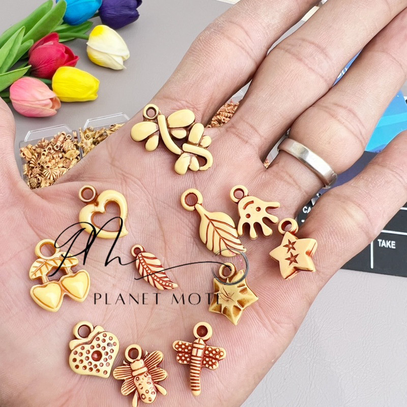 Jual Manik Mote Charm Motif Kayu TANPA LOBANG (15gr) | Shopee Indonesia