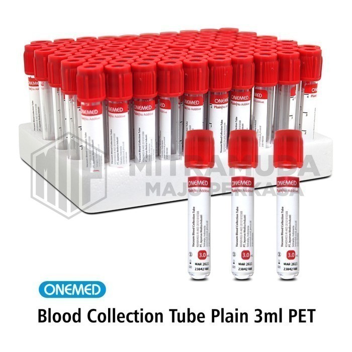 Jual OneMed Tabung Darah Blood Collection Tube Plain PET 3ml Box Isi ...