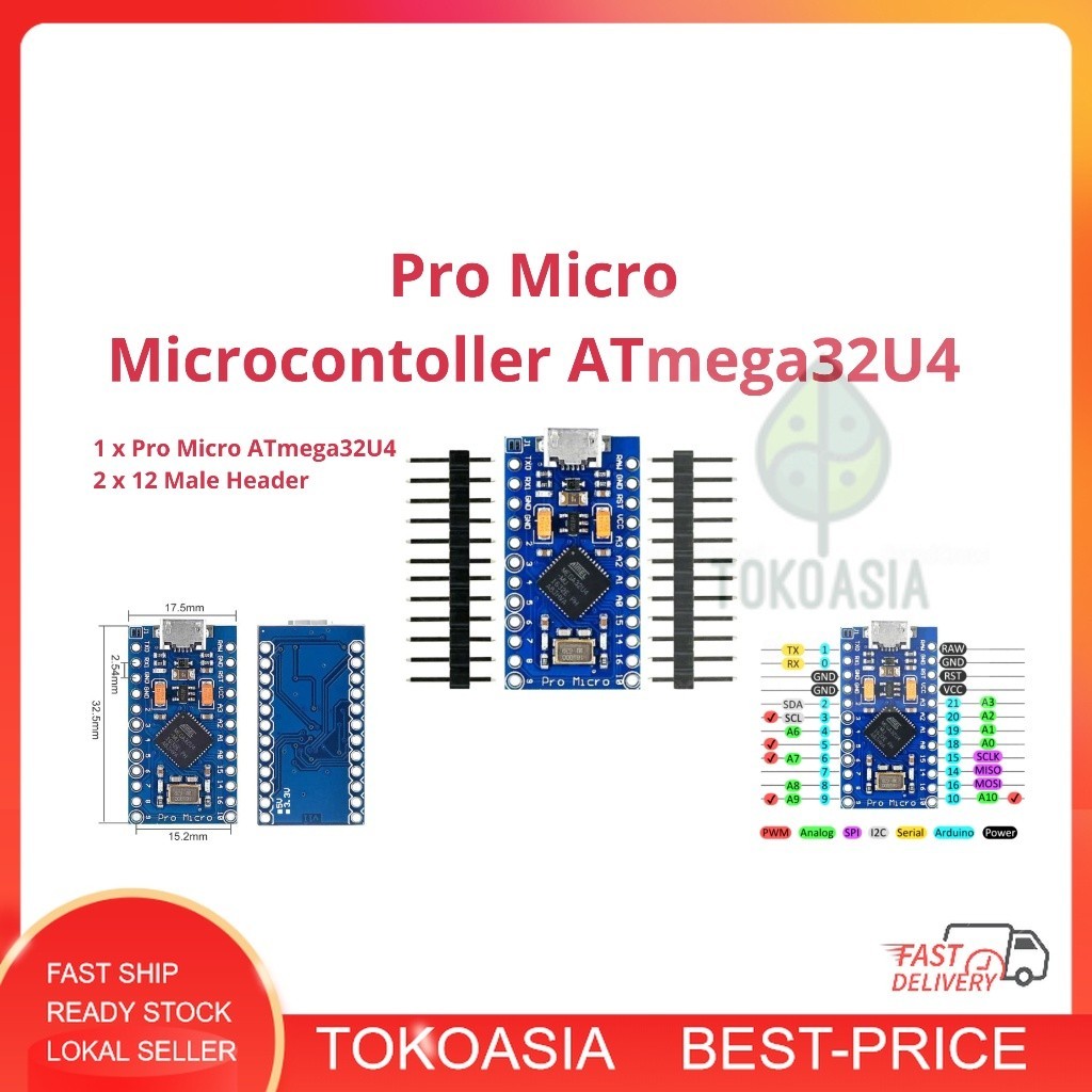 Jual Pro Micro Atmega32U4 5V 16MHz Bootloader IDE Micro USB Pro Micro Development Board Arduino ...
