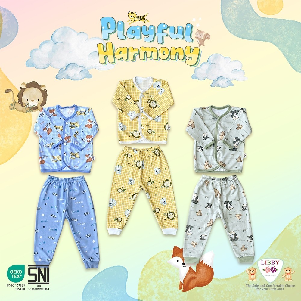 Jual LIBBY Setelan Kancing Lengan Panjang Celana Panjang - Motif ...