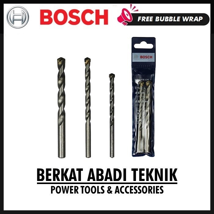 Jual BOSCH Mata Bor Beton CYL-2 3 Pcs Set 6 8 10 mm (124) Masonry Bit Drill | Shopee Indonesia