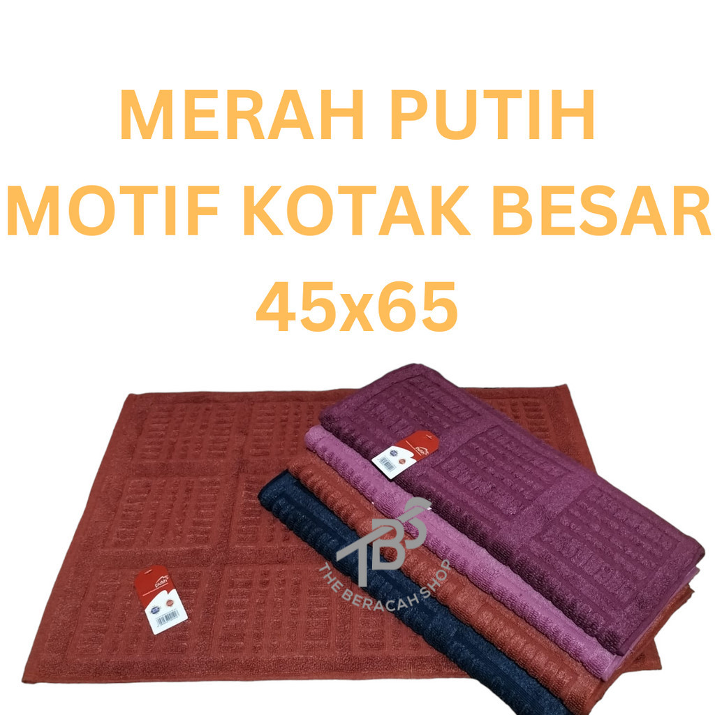 Jual Keset Handuk Tebal Serap Air Merah Putih Motif Kotak Besar Emboss ...