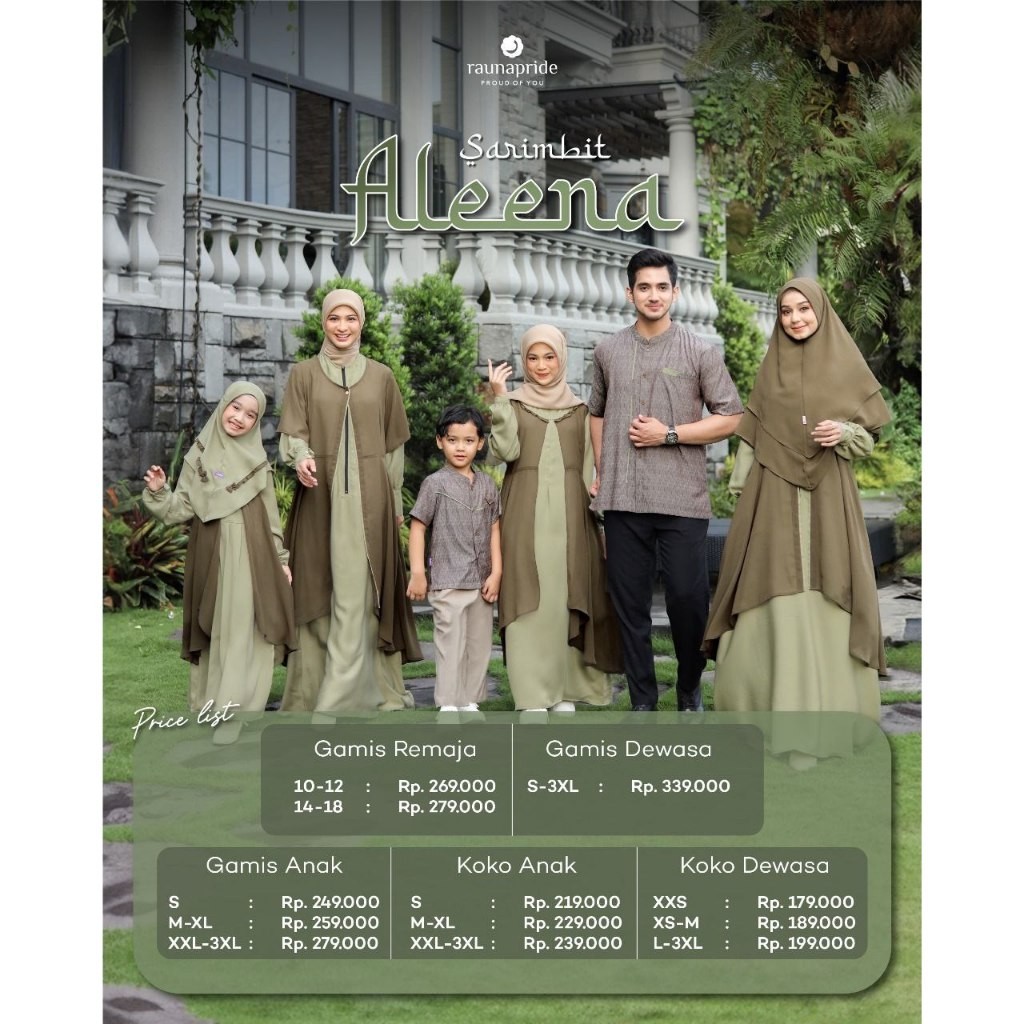 Jual SARIMBIT RAUNA ALEENA SAGE GREEN / COUPLE KELUARGA TERBARU 2024 ...