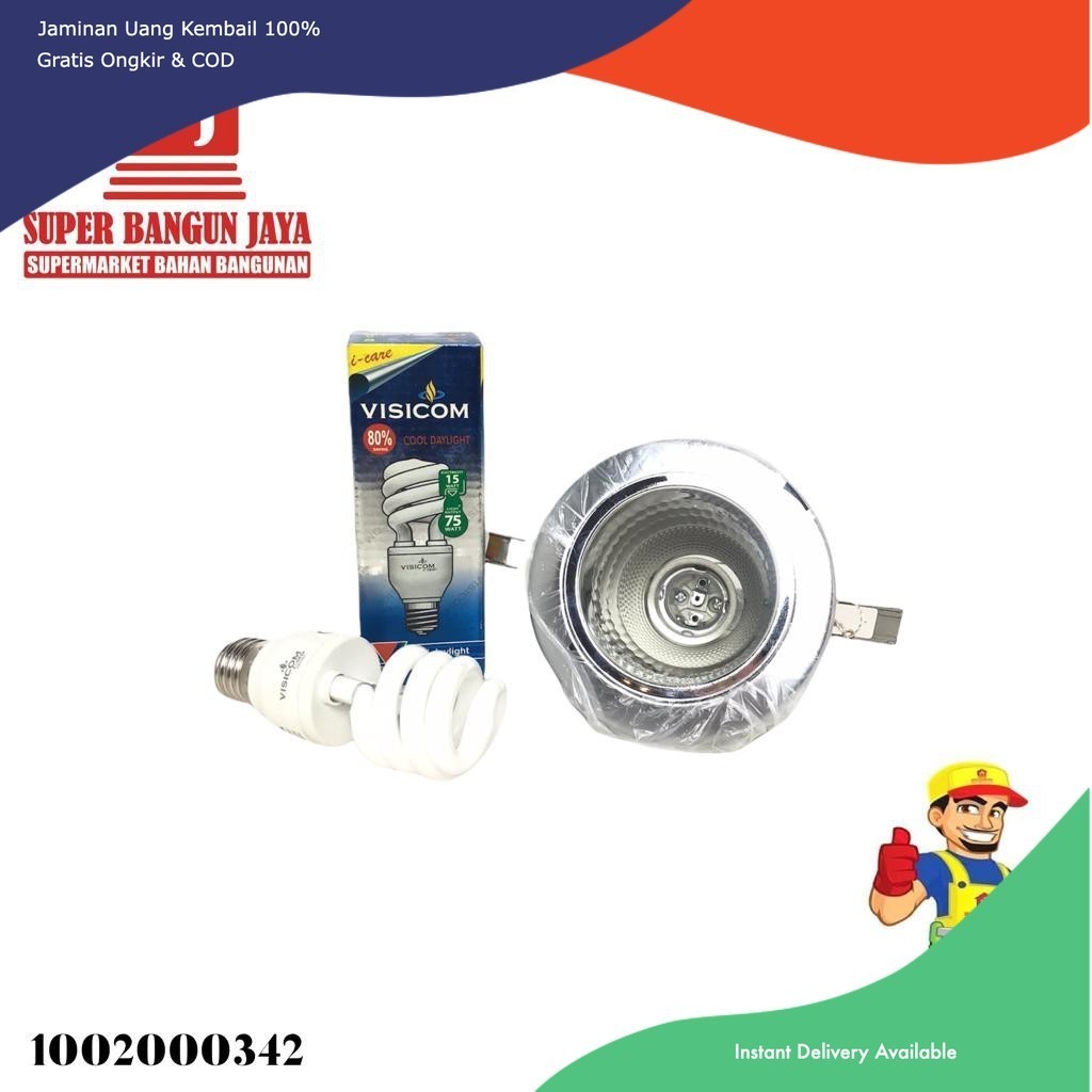 Jual LAMPU DOWNLIGHT 3" SILVER SANLY & VISICOM VR-15W SPIRAL CDL PUTIH ...