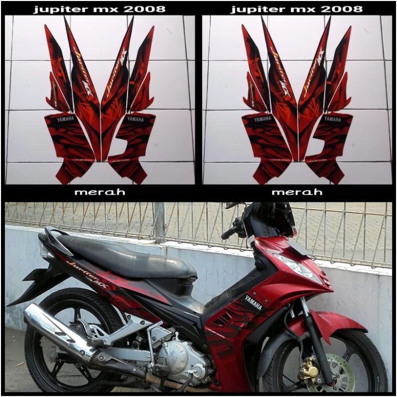 Jual STIKER STRIPING LIS LES POLET PLAT PLISIR BODY MOTOR YAMAHA JUPITER MX 2008 CW HITAM MERAH ...