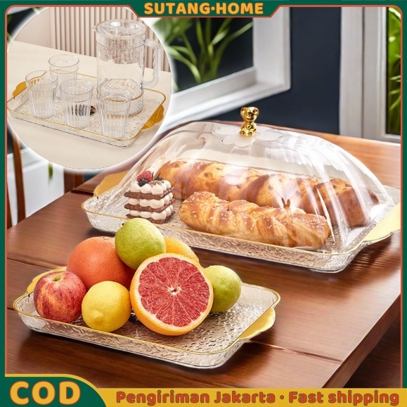 Jual 【SUTANG】Set Nampan Dan Tutup Roti Emas Mewah Aesthetic / Wadah ...