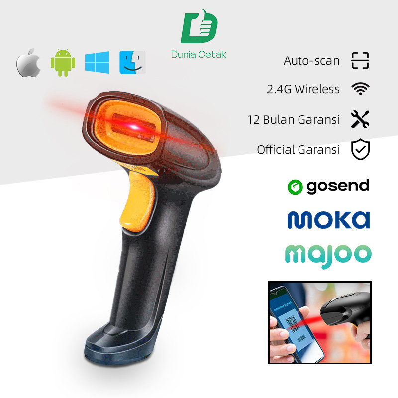 Jual [cod]1D/2D Barcode Scanner Laser 2.4G USB Wireless /Bluetooth 80m ...