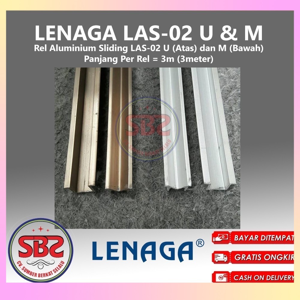 Jual LENAGA Rel Pintu Lemari Geser Alumunium - Sliding LENAGA LAS-02 U&M - Rel U dan Rel M ...