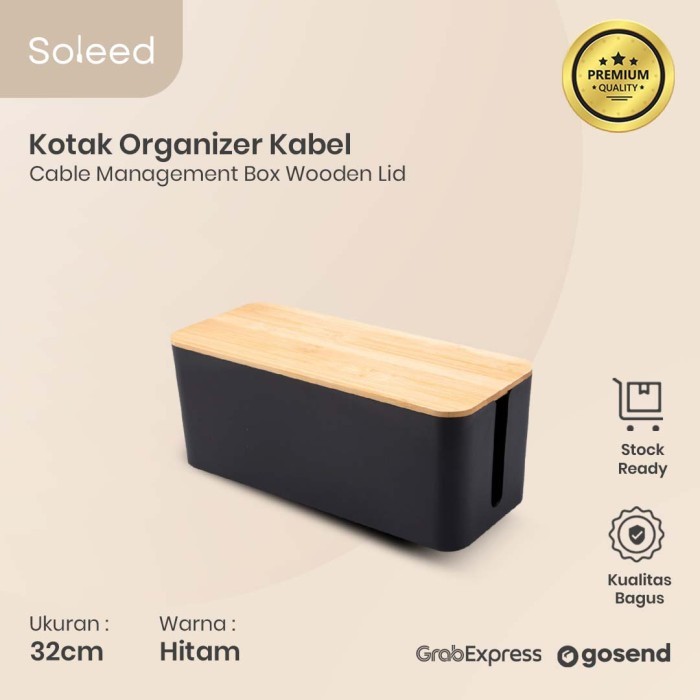 Jual Kotak Organizer Kabel Charger Cable Management Box Tutup Bambu ...
