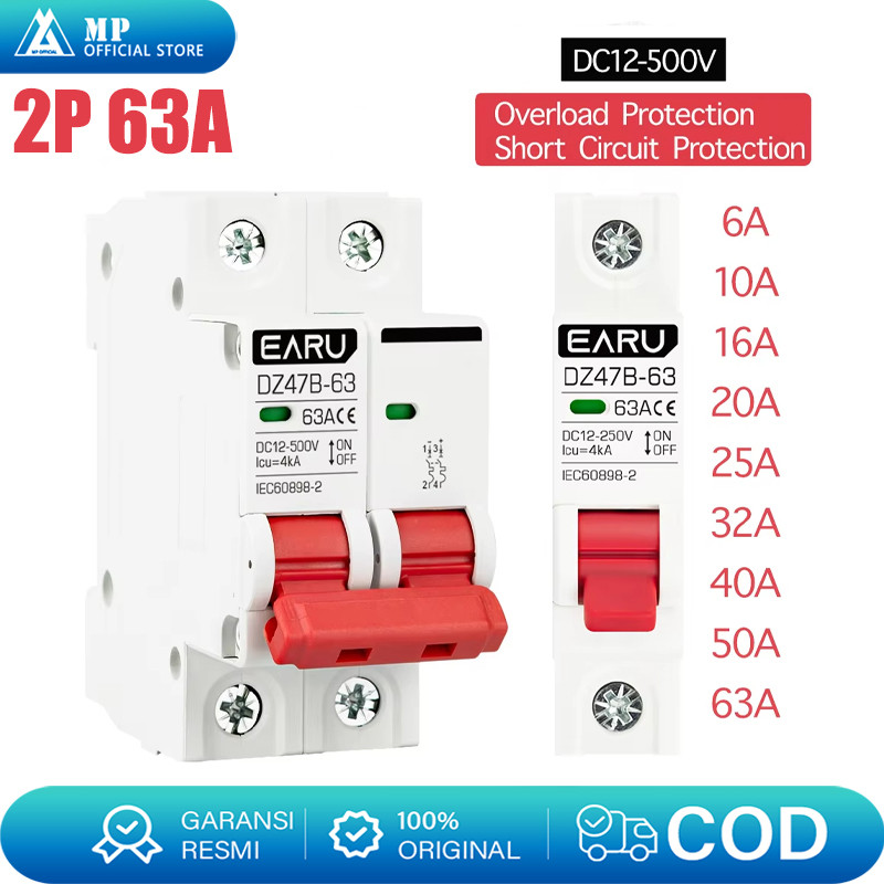 Jual MCB DC 2P 10A 16A 20A 32A 40A 50A 63A 500V Circuit Breaker DC PV AKI LOAD | Shopee Indonesia
