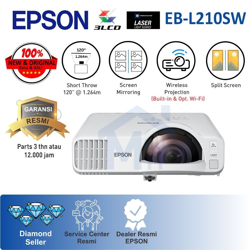 Jual Proyektor EPSON EB-L210SW EBL210SW L210SW WXGA Laser Short Throw Resmi | Shopee Indonesia