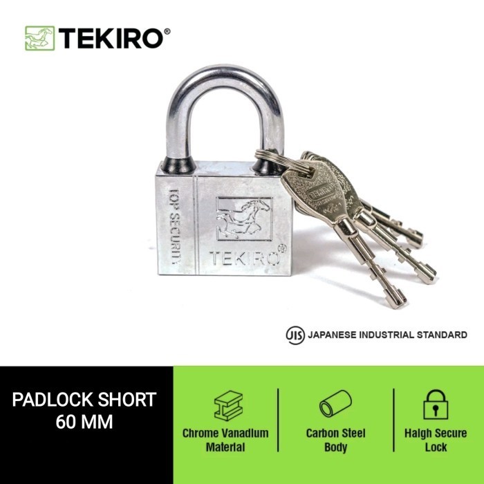 Jual TEKIRO gembok leher PENDEK 60 MM padlock SHORT 60mm anti karat ...