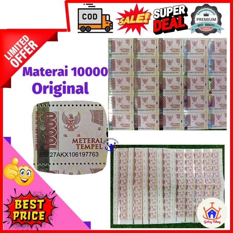 Jual Gudang Tukang materai 10000 asli pos indonesia Matrai 10000 Asli ...