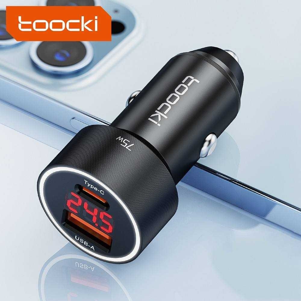 Jual Toocki Charger Mobil Dual Port USB Fast Charging QC PD 75W with ...