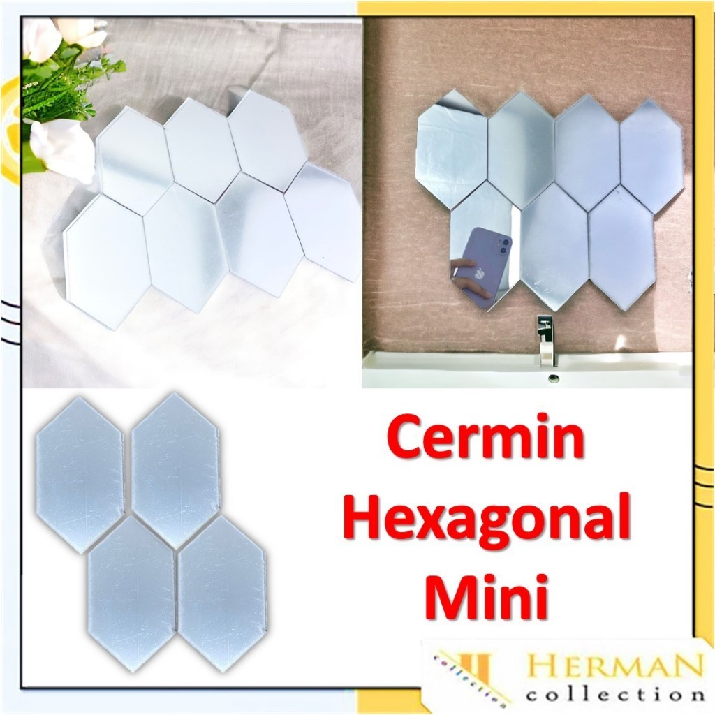 Jual HC Stiker Cermin Dinding Hexagonal Mini Anti Pecah Sticker Kaca ...