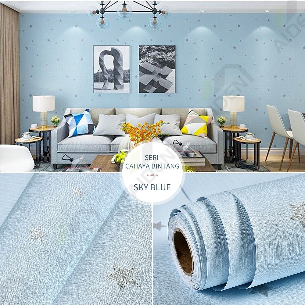 Jual Wallpaper Sticker Dinding Kamar Star Merah Muda Motif Polos Tahan ...