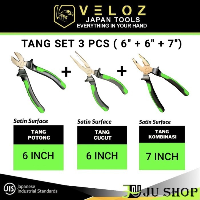 Jual VELOZ PAKET TANG SET 3PCS (Potong 6" + Lancip 6" + Kombinasi 7 ...
